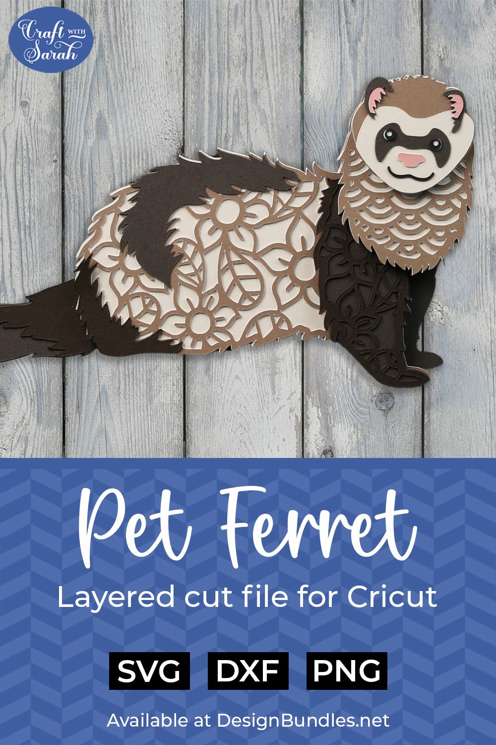 3D Ferret SVG | Layered Pet Ferret Paper Cut