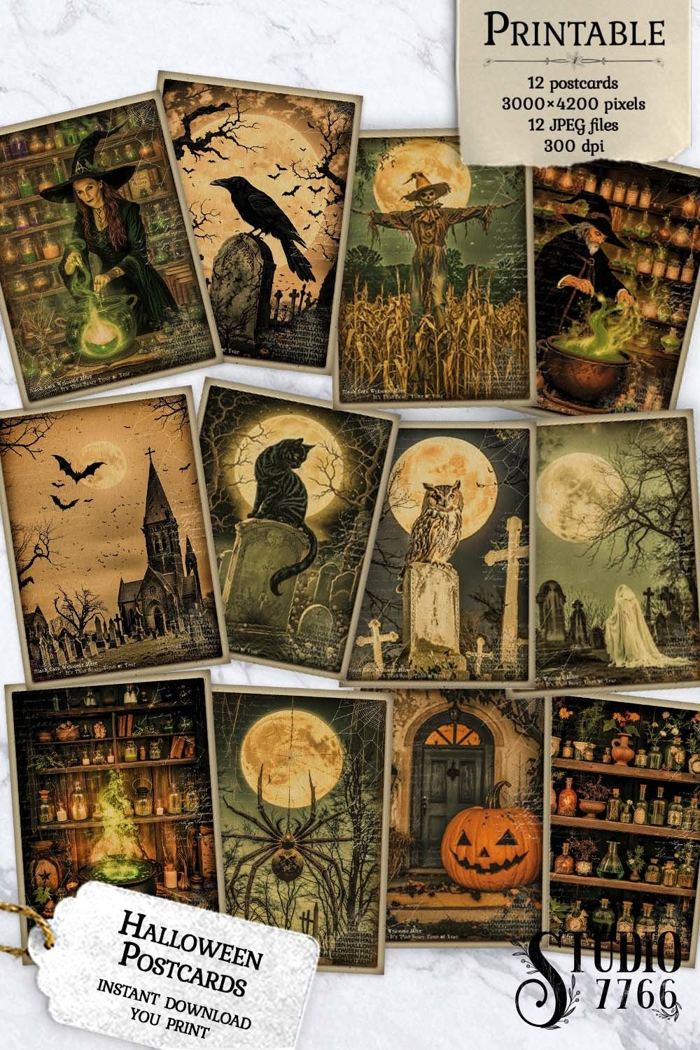 Vintage Scary Halloween Postcards