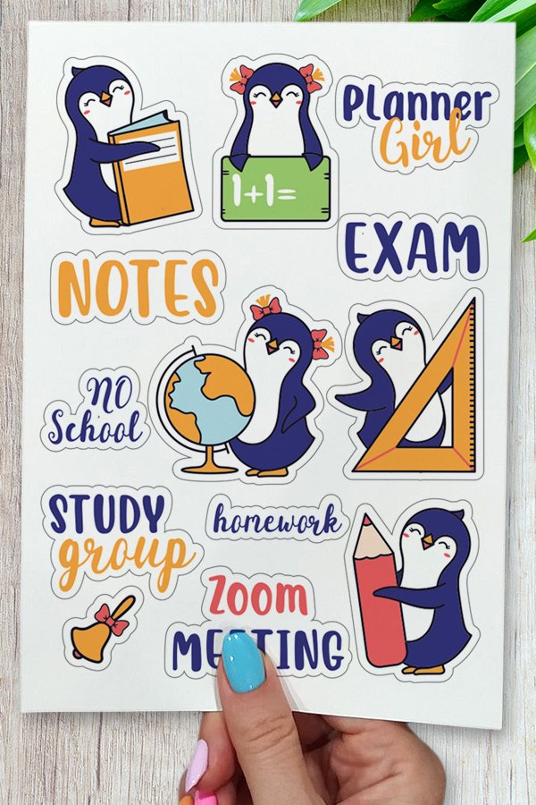 School stickers. Animal study. School sticker pack. Sub