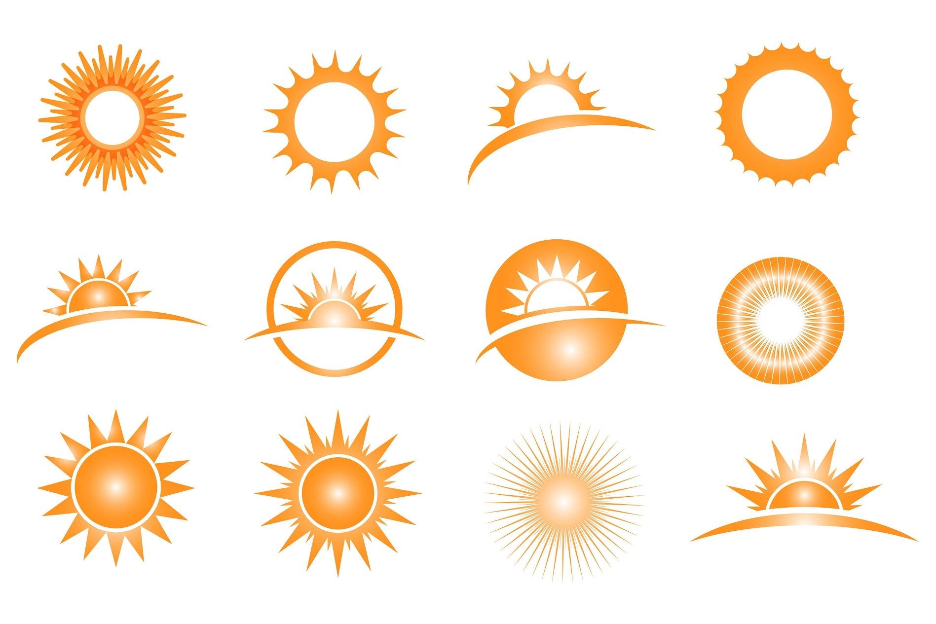 Sun logo and symbols star icon web Vector - (1774210)