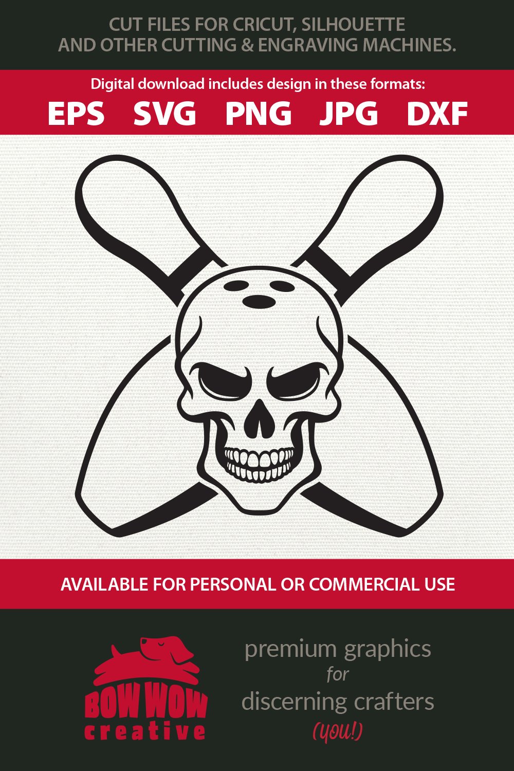 Skull and Cross Pins Bowling SVG Cutting File and Clipart