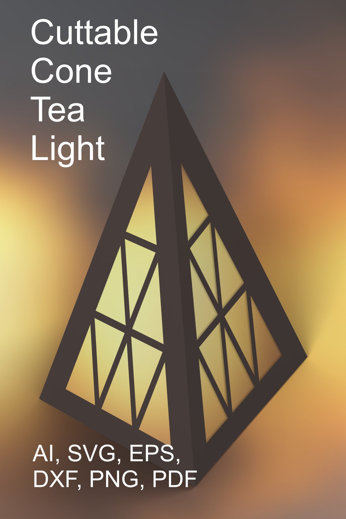 Triangles Cone Tea Light Shade Paper Cut Lantern Template