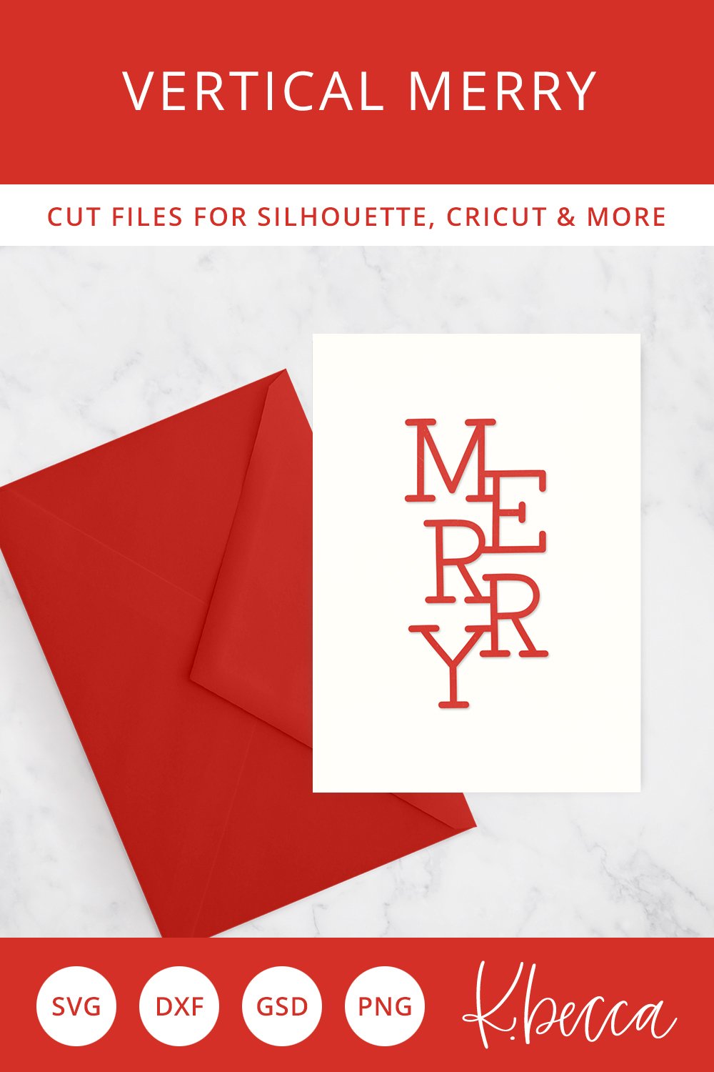 Vertical Merry Hand Lettered Christmas SVG Cut File