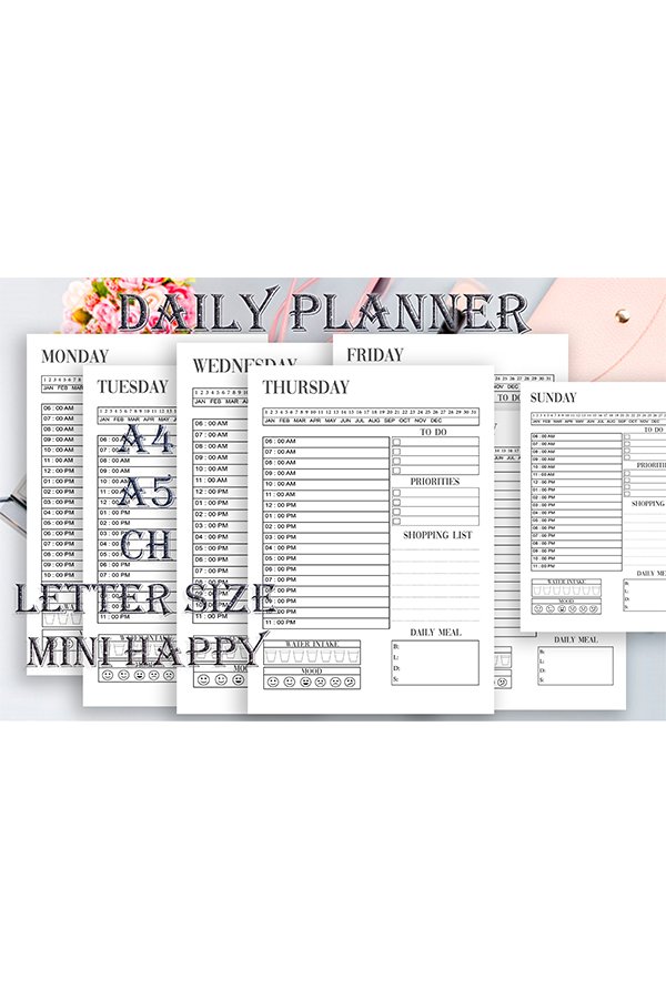 Daily Planner Printable, Letter, A4, A5, HP, HP (1463606)