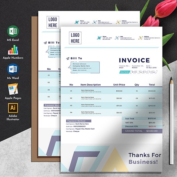 Auto Calculation Invoice Template Ms Excel Apple Numbers