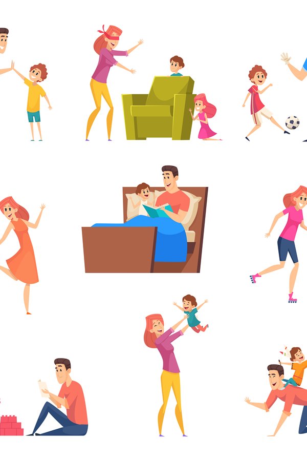 Parents and kids. Children good time in happy family father
