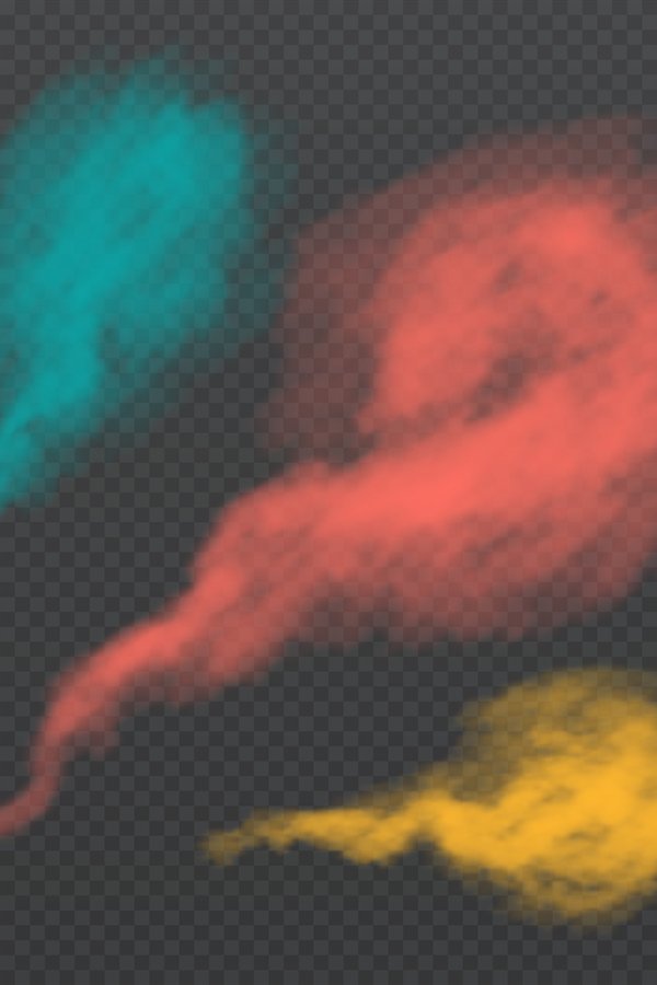 Color smoke bomb vector isolated on transparent background