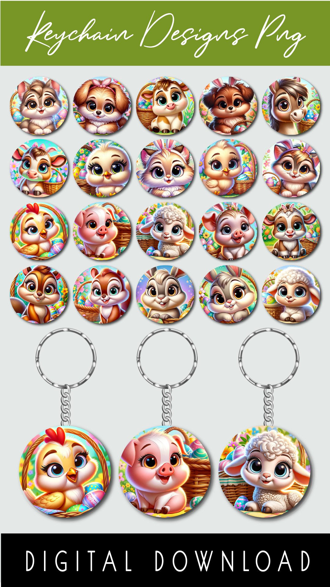Easter Animals Keychain Bundle, Easter Keychain Designs