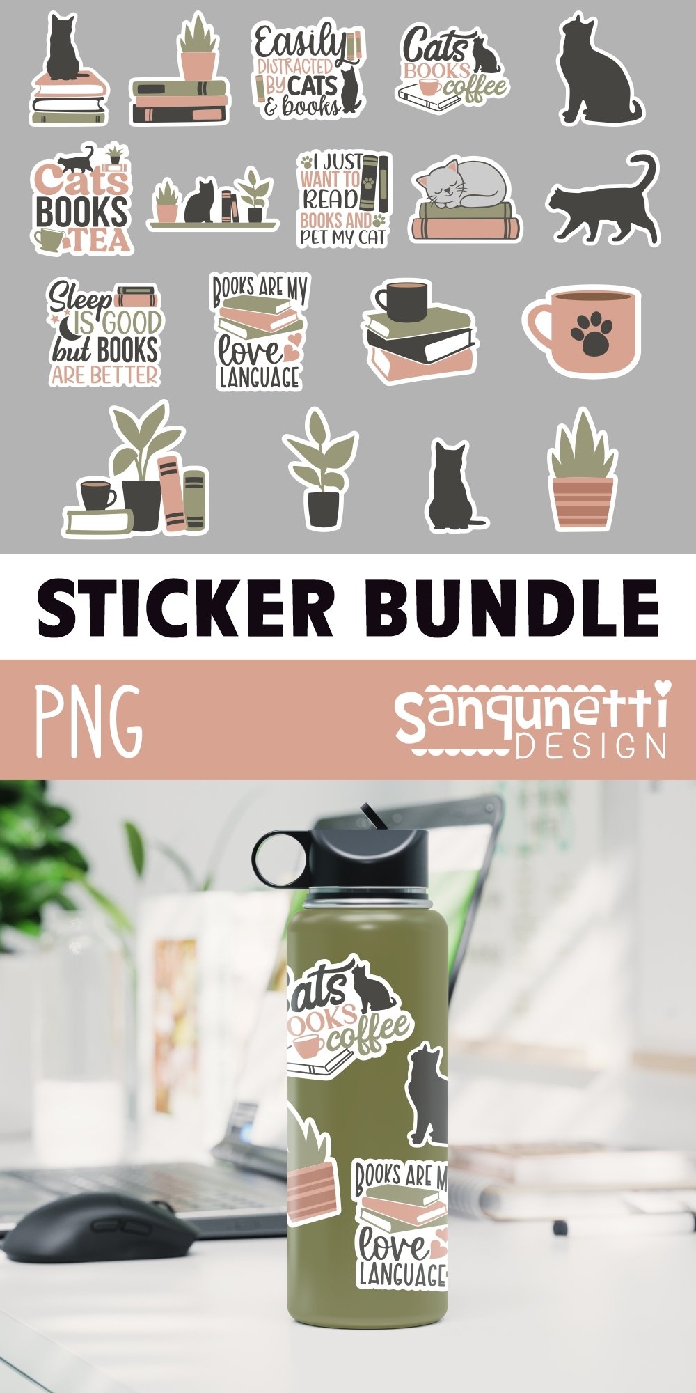 Cat Sticker Bundle| Reading sticker bundle