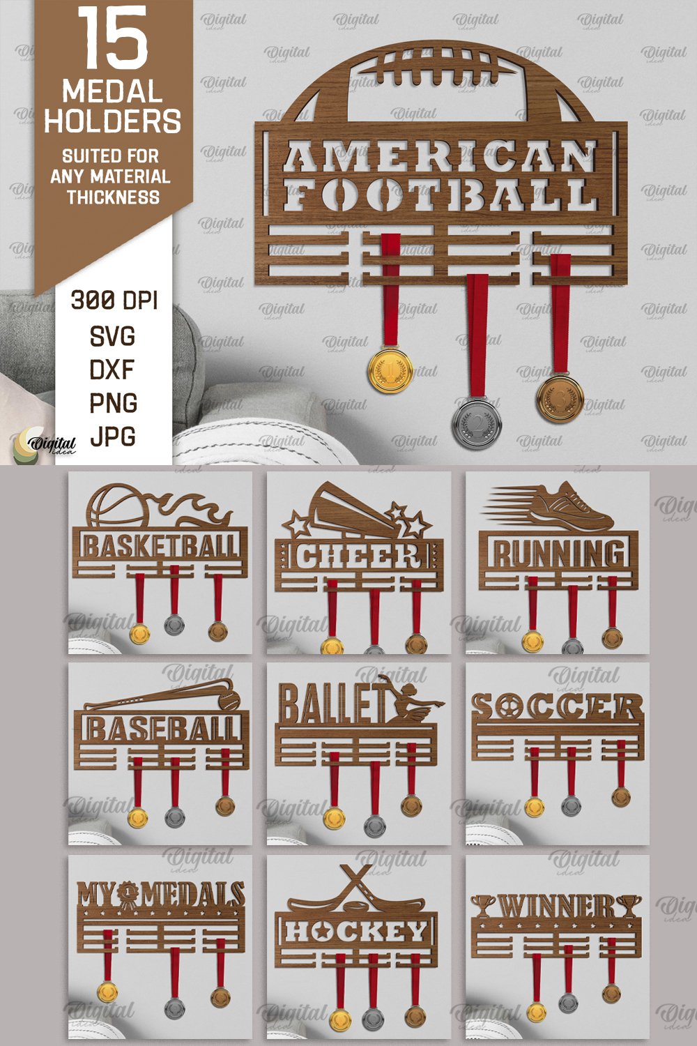 Laser Cut Medal Display Hanger Bundle. Medal Holders SVG