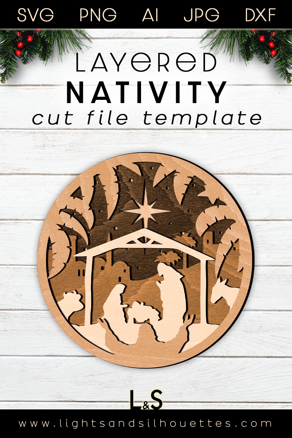 Nativity Scene Laser Cut Files | Layered Christmas Svg