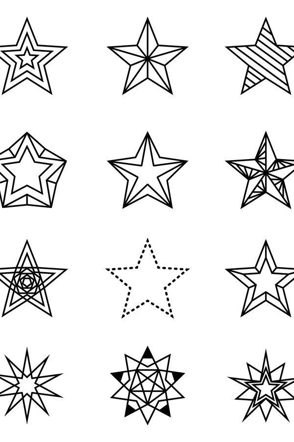 Linear stars vector set