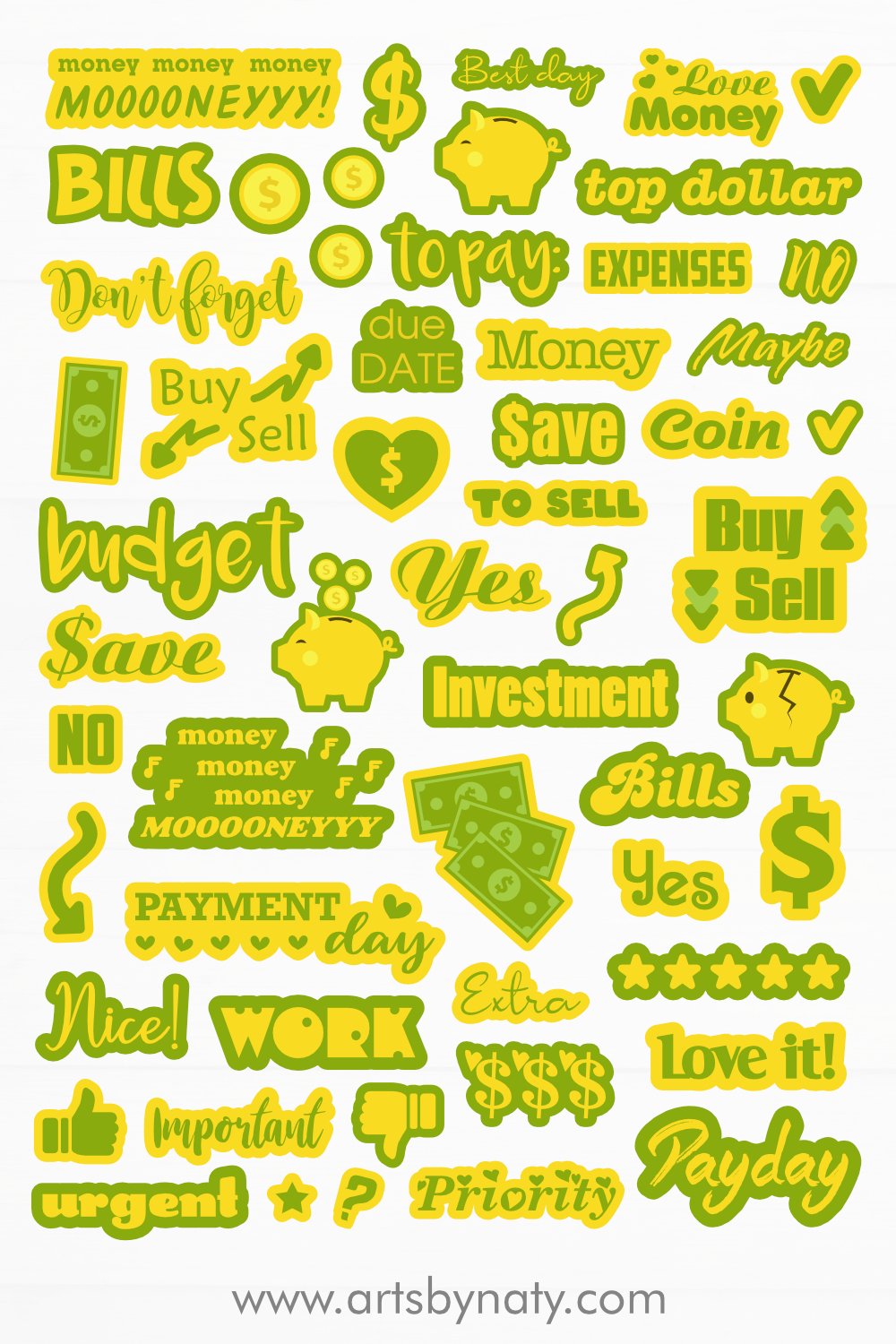 Stickers for budget money and payments.