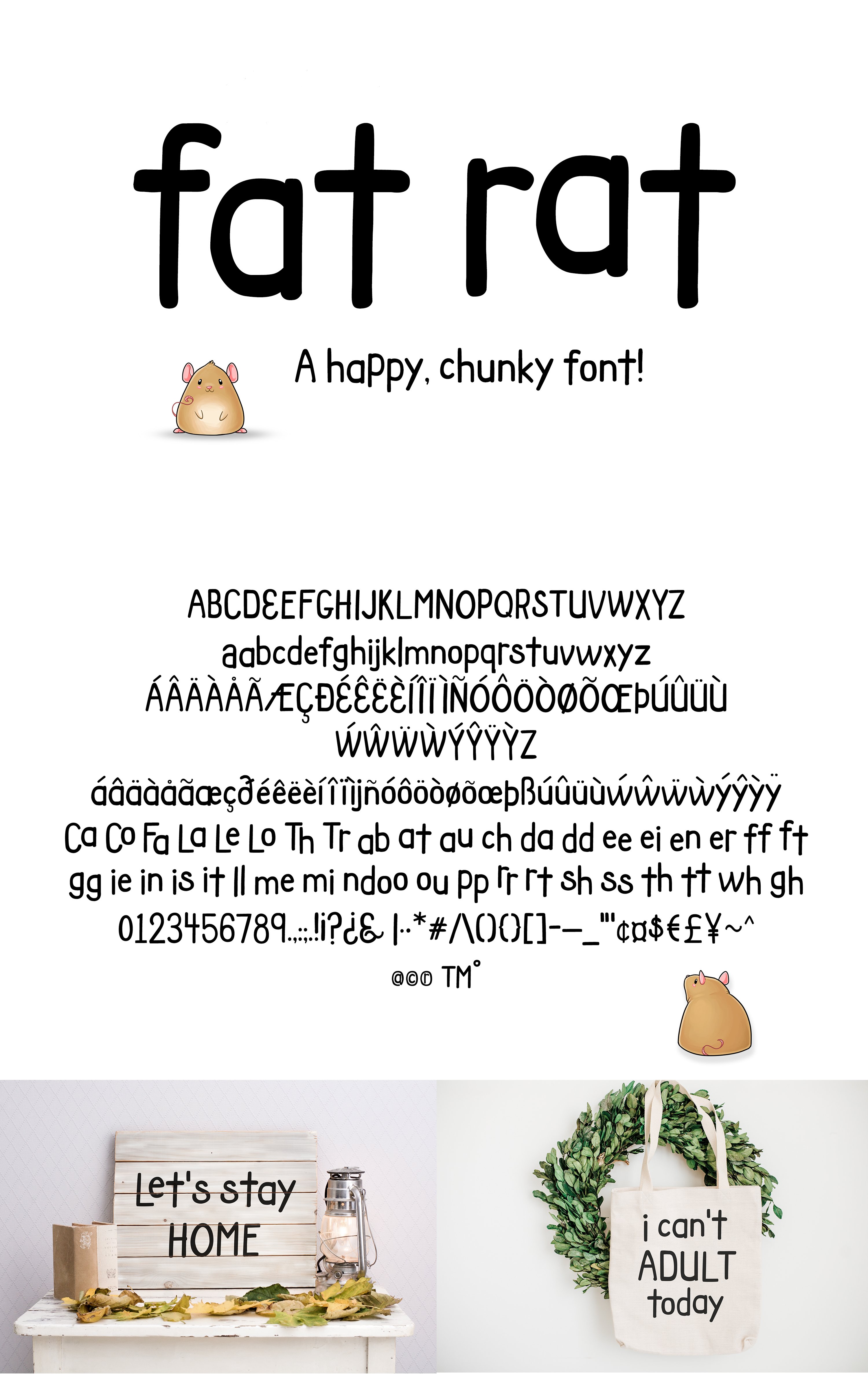 Fat Rat Font - a happy, chunky brush sans serif craft font