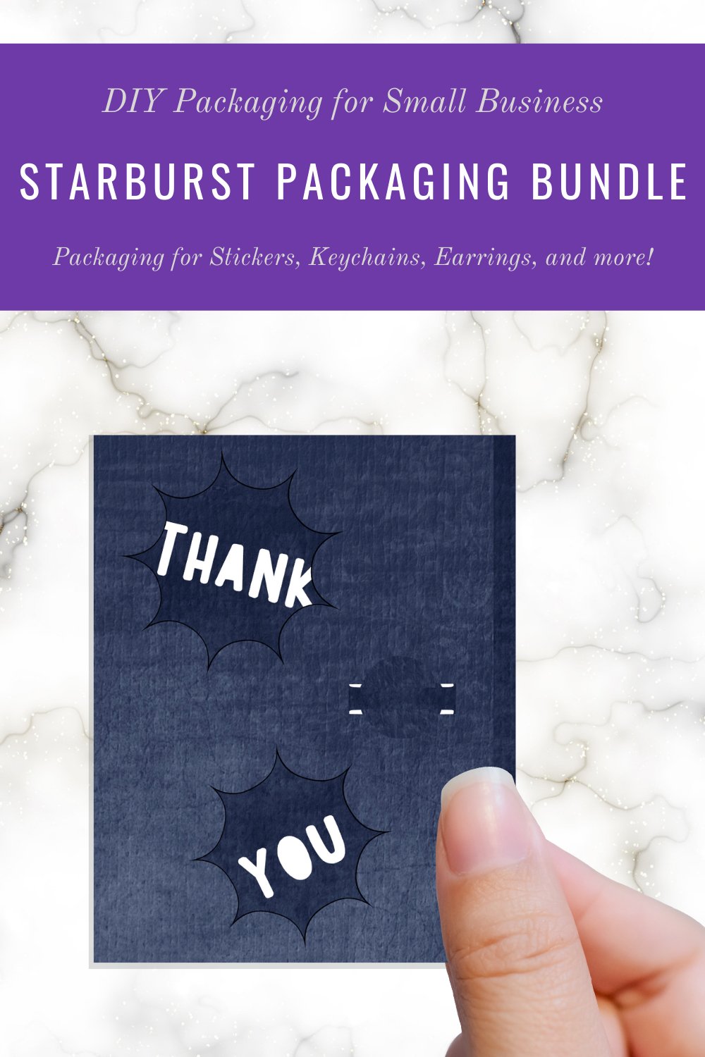 Star Burst Sticker Packaging and Thank You Note Card