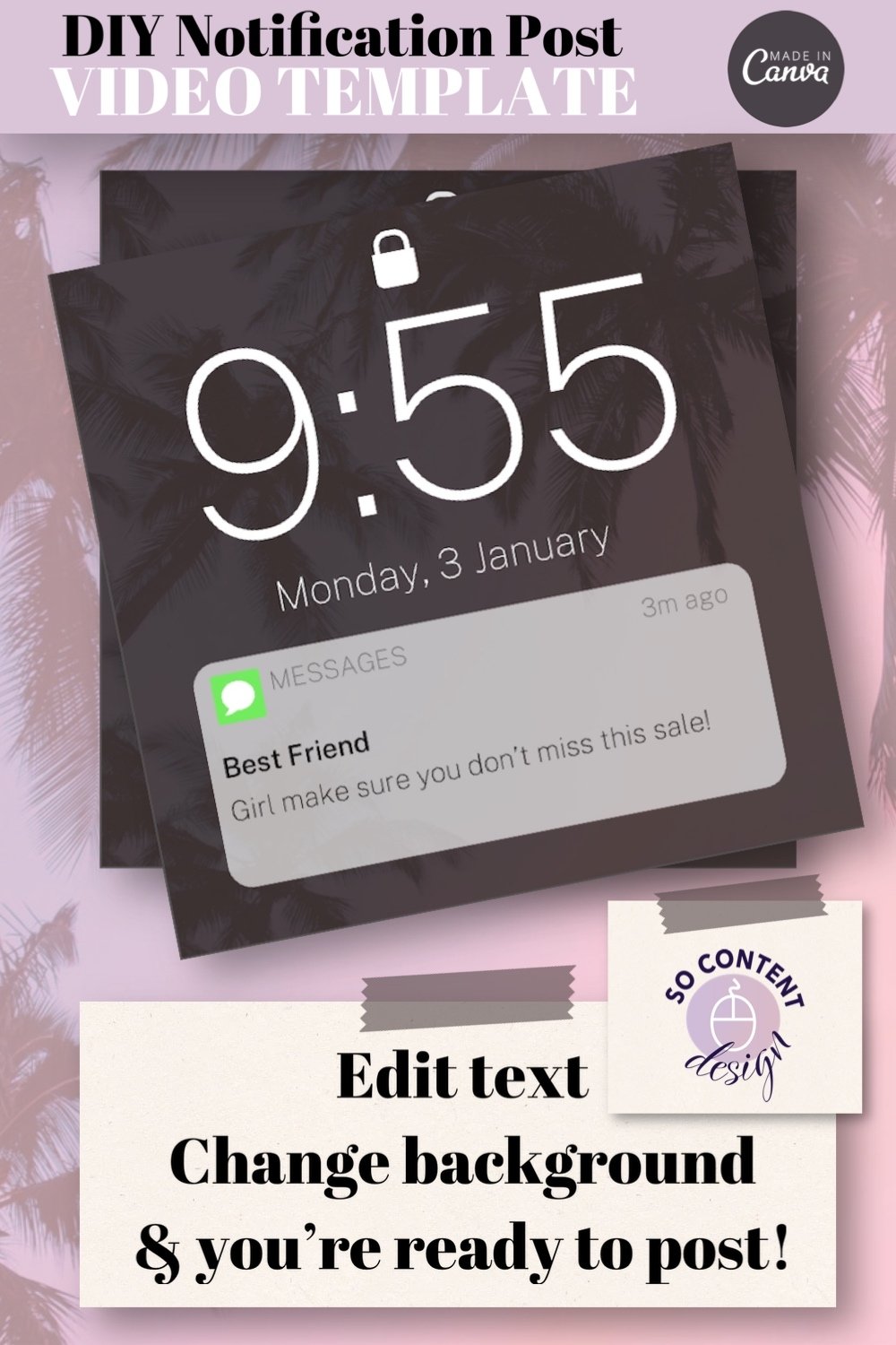 1 Editable Notification Canva Instagram Template