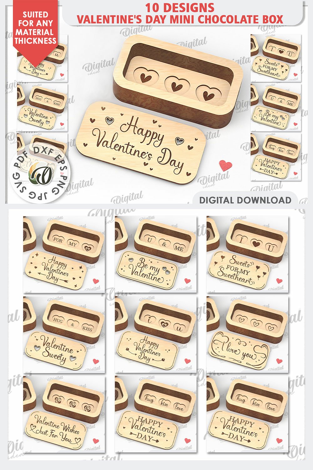 Valentine's Day Mini Chocolate Boxes Laser Cut Bundle