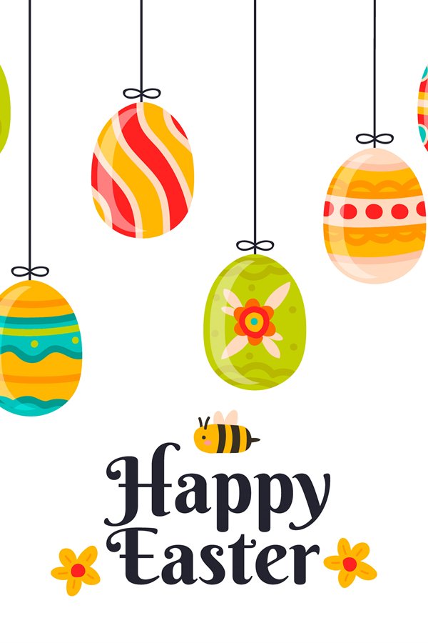 Easter hanging eggs. Cartoon spring decorations, cute hangin
