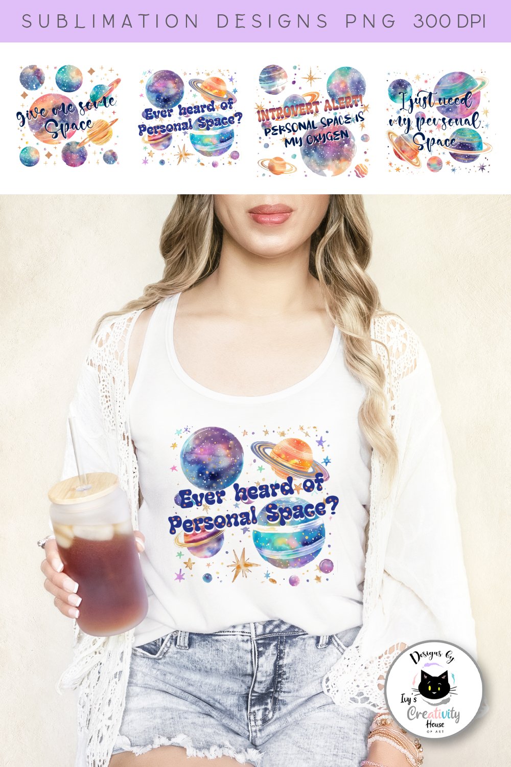 Watercolor Galaxy Clipart | Space Sublimation Designs