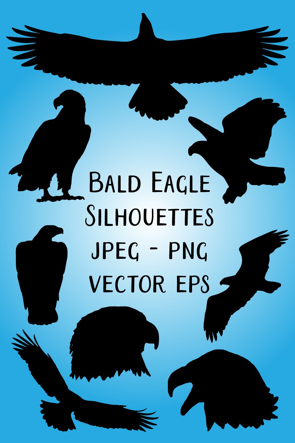 American Bald Eagle Silhouette | Bald Eagle Clipart Bundle