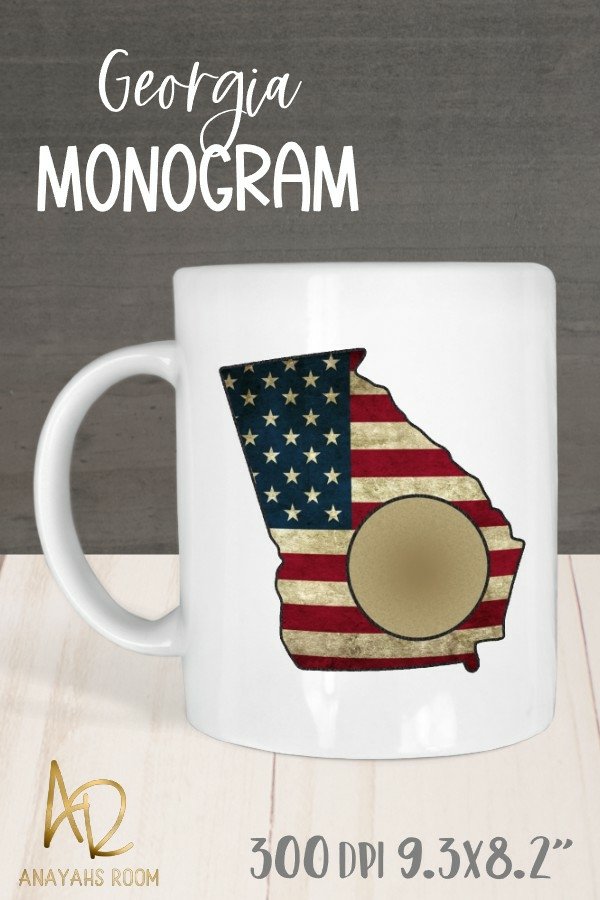 Sublimation Monogram | Georgia State With Flag