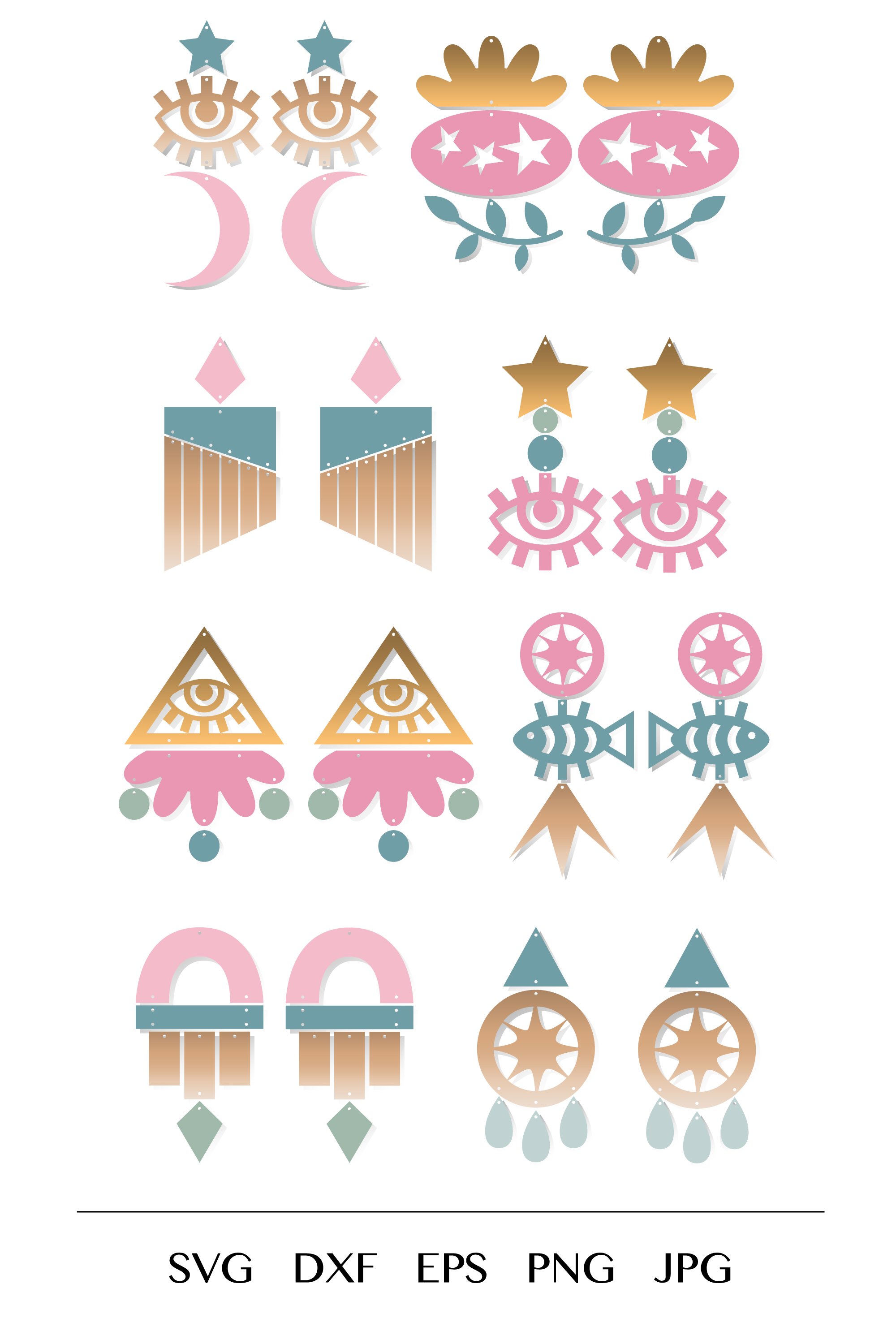 Bohemian Earring SVG. Boho Earrings SVG. (1489608)
