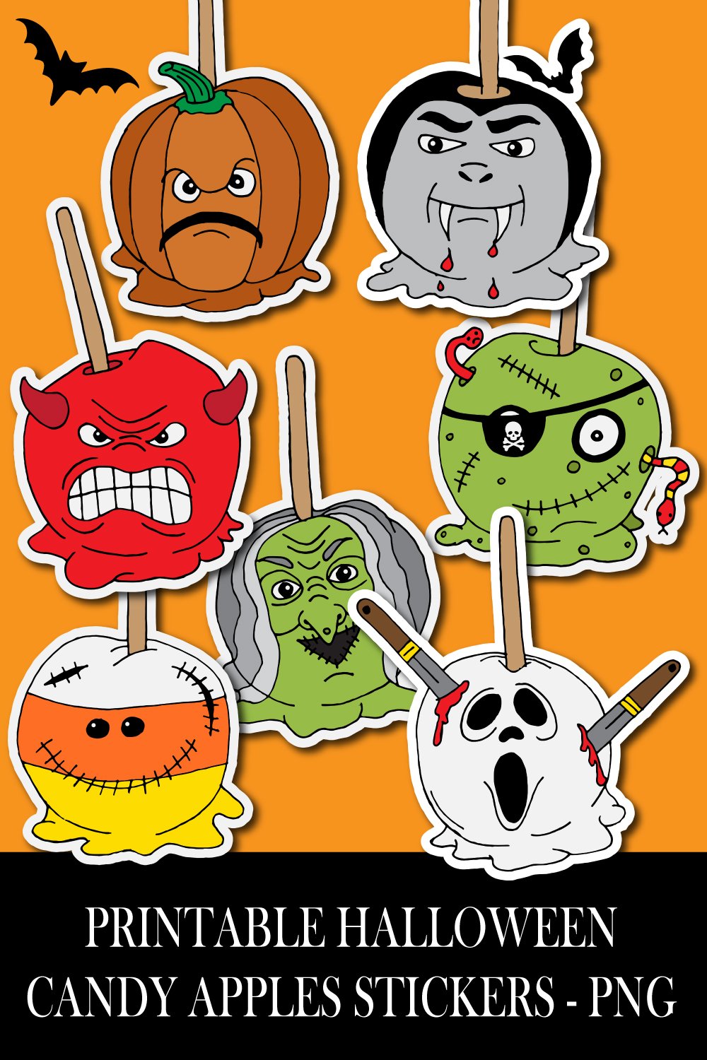 Candy Apple Stickers | Printable Halloween Stickers