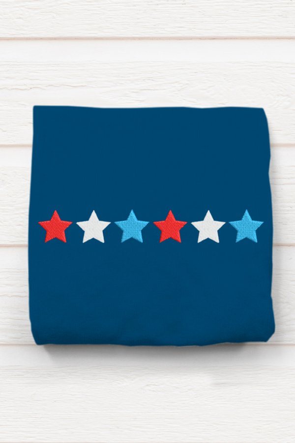 Horizontal Row of Stars Embroidery Design