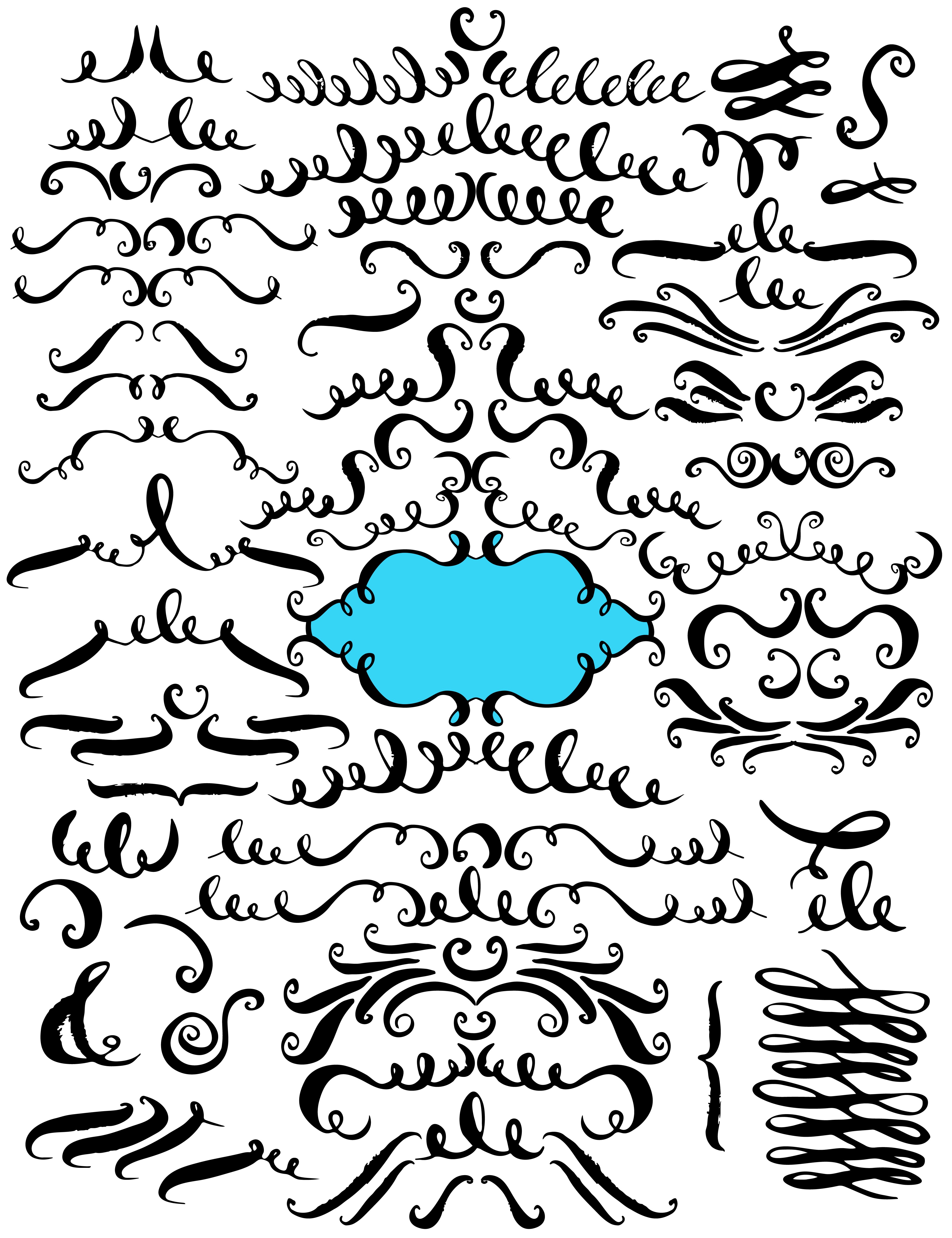 Flourish and decor set with frames and pattern brushes