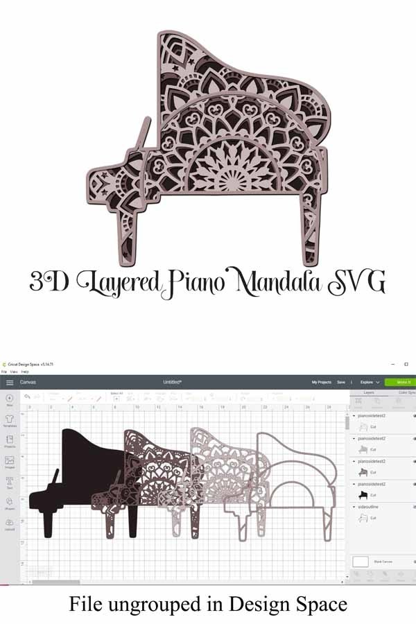 Piano Layered Mandala 3D Design SVG - Paper Cutting