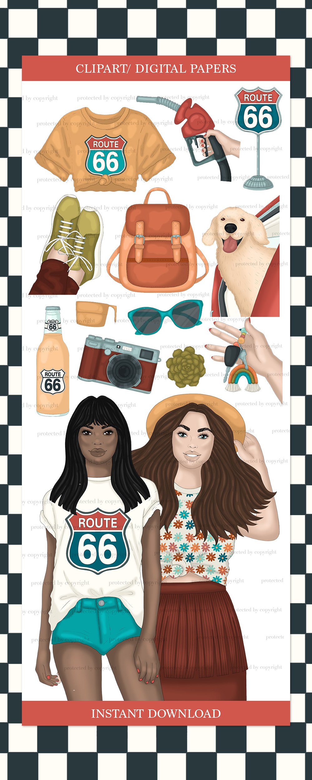 Road Trip Clipart | Summer Girl Clipart