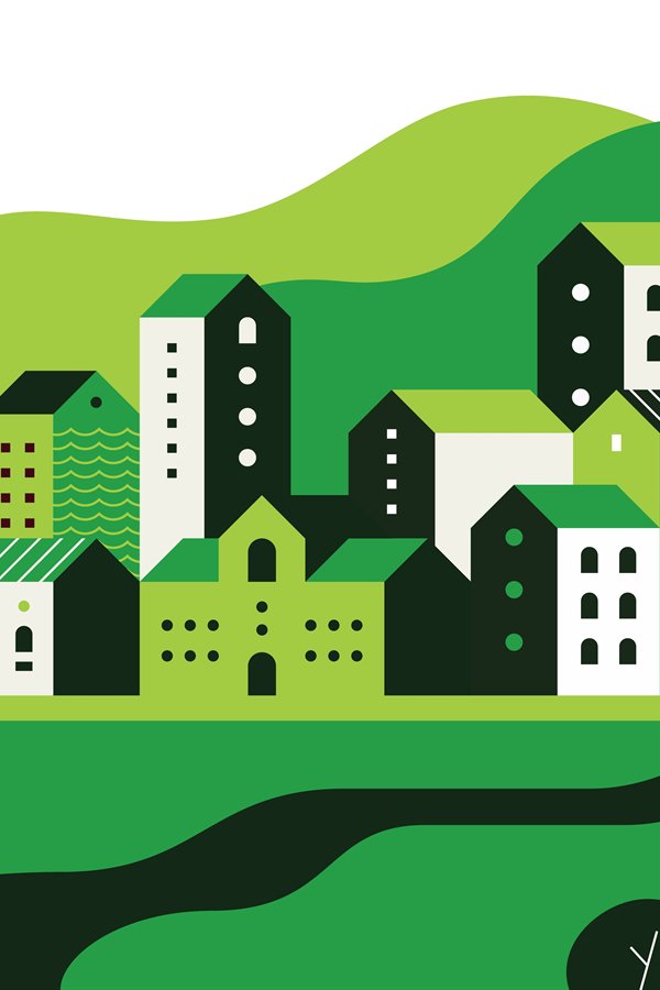 Minimal cityscape. Flat landscape with geometric (1169432)