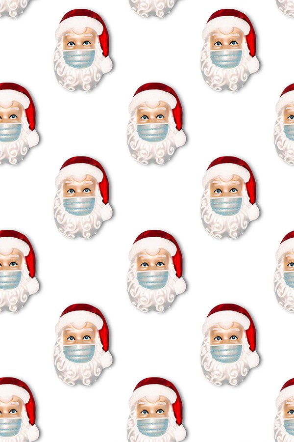 Santa Claus wearing face mask Seamless Christmas pattern