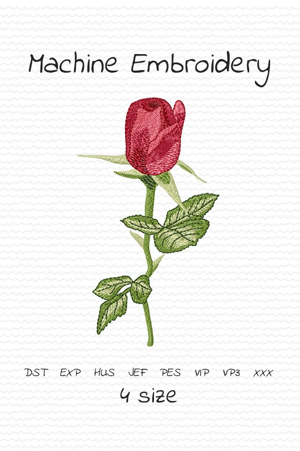 Simple rose flower with leaves and curls in line art style.