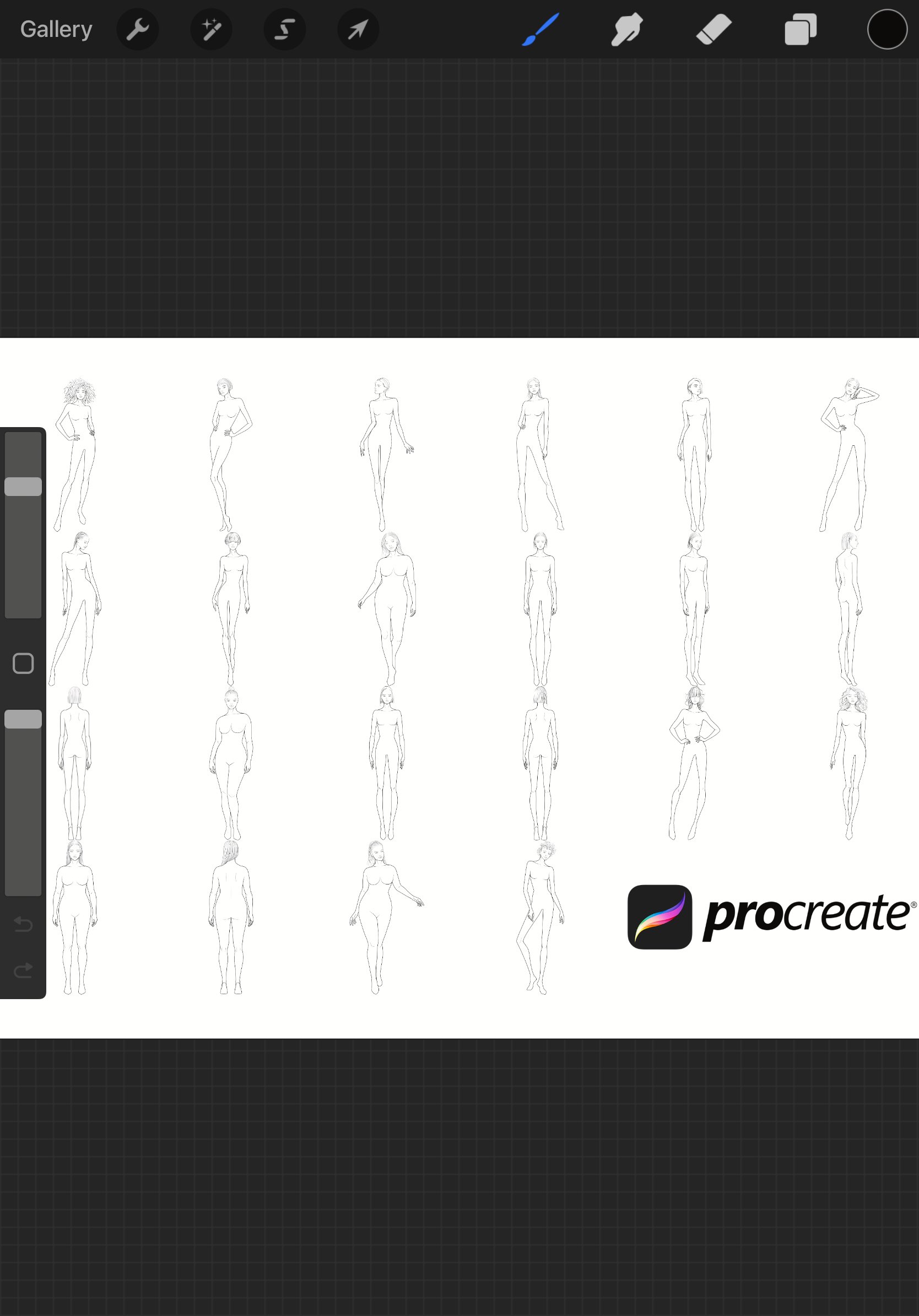 Female Figure Model Fashion Poses Set 1 Procreate Brush