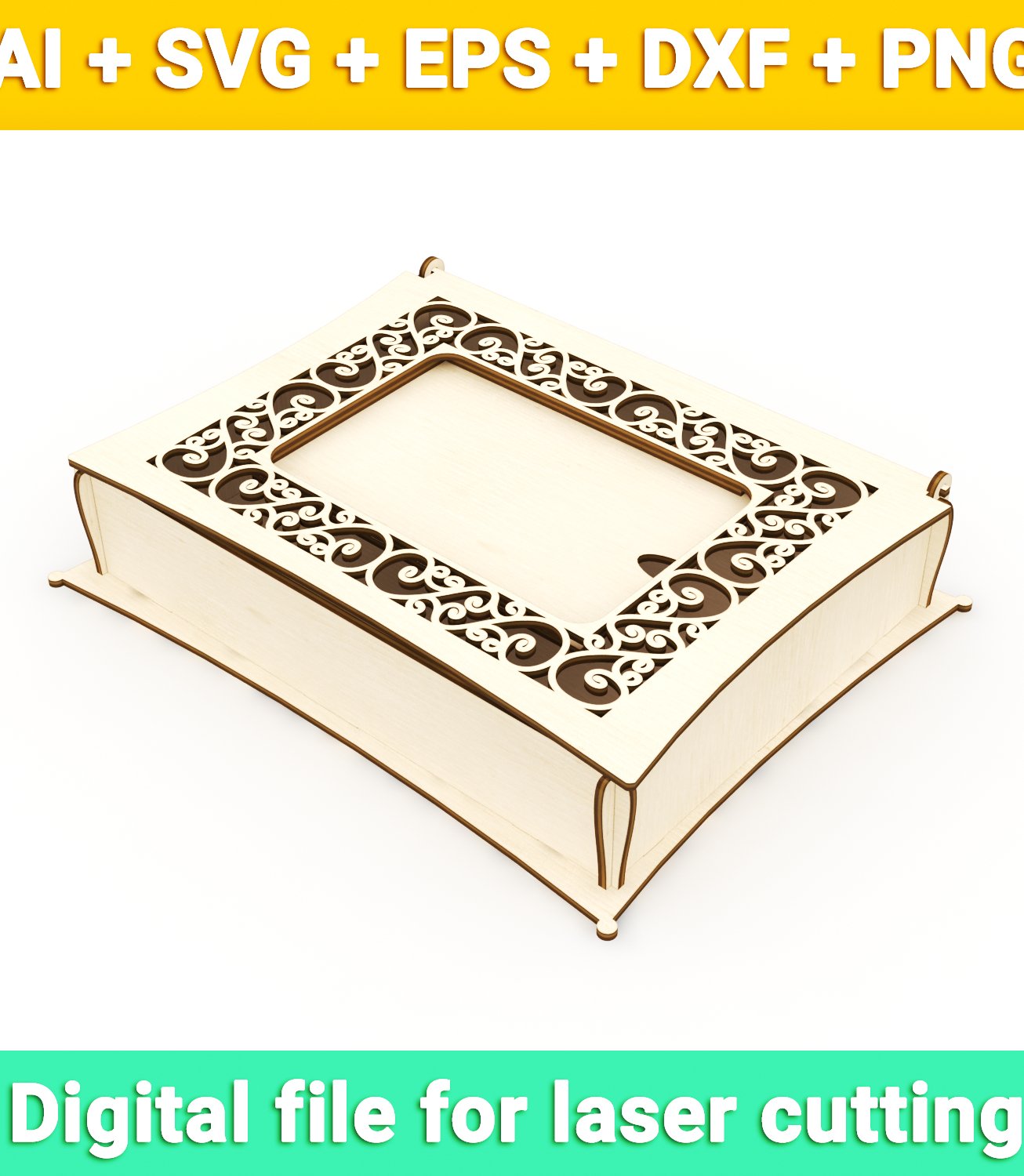 Box with Photo vector for CNC svg vector file