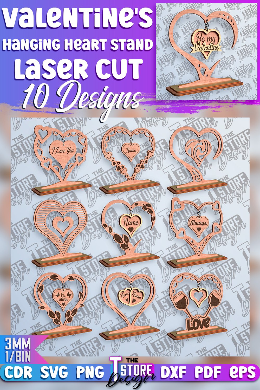 Valentine's Hanging Heart Stand Laser Cut (2848209)