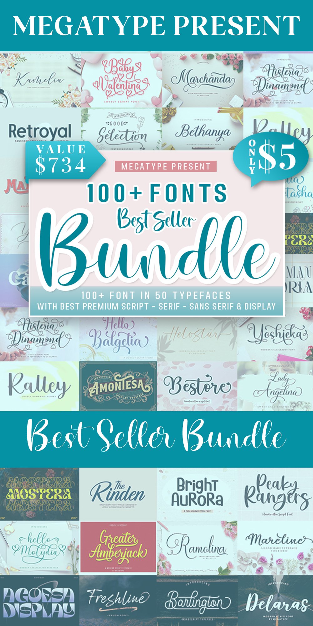 100 Plus Fonts Best Seller Bundle (2486637)