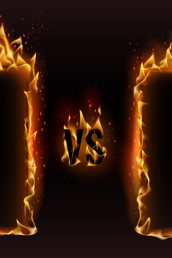 Versus frames. Fire vs frame, screen for boxing versus sport