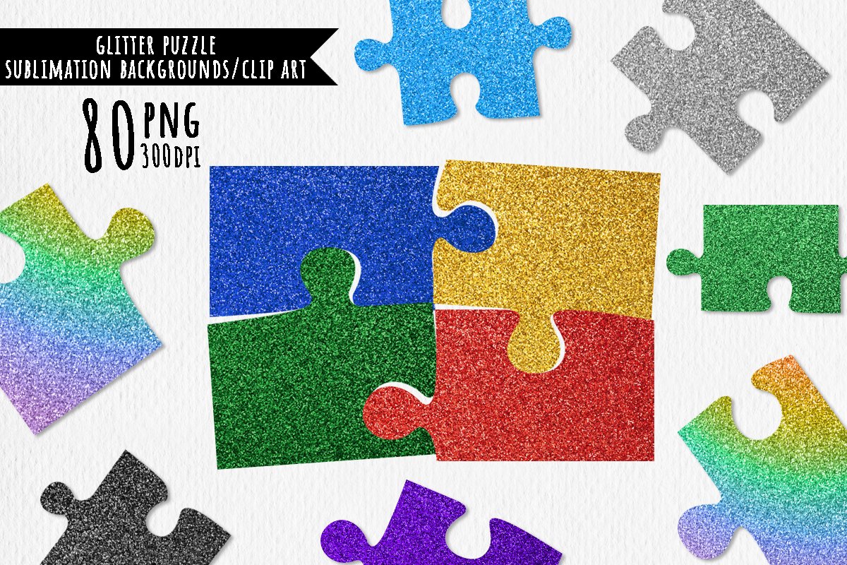 Puzzle glitter pieces