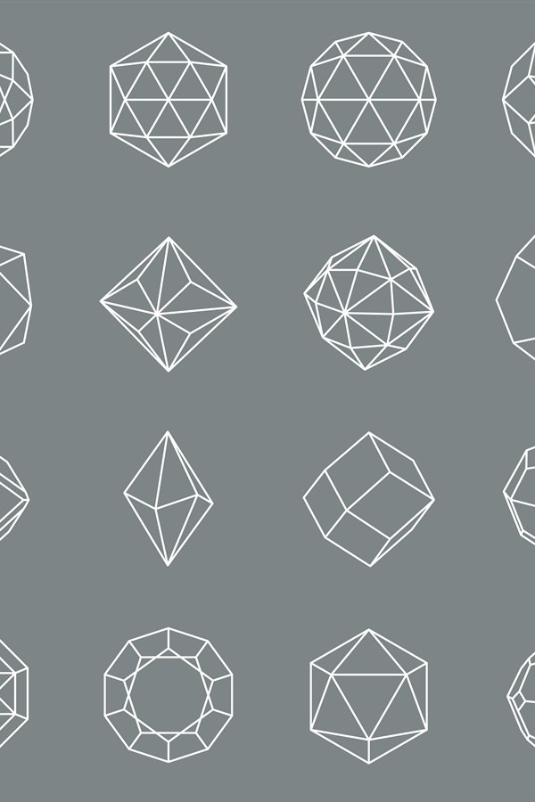 Gem crystal geometric shapes vector set
