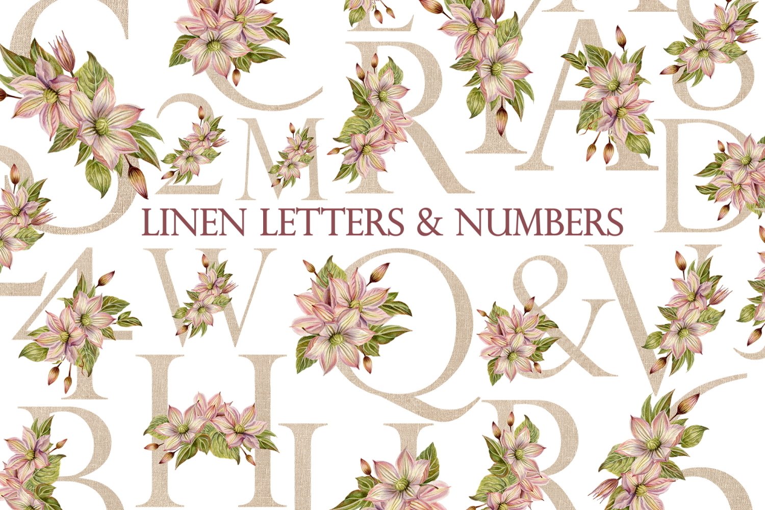 Floral Alphabet, Floral Numbers, Floral Bouquet