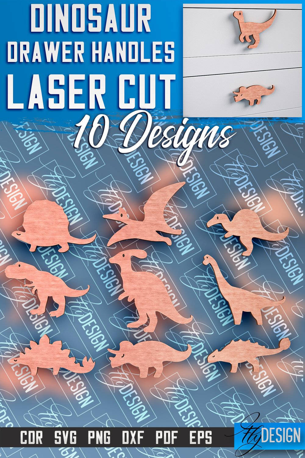 Dinosaur Drawer Handles Laser Cut | Laser Cut SVG (2893234)