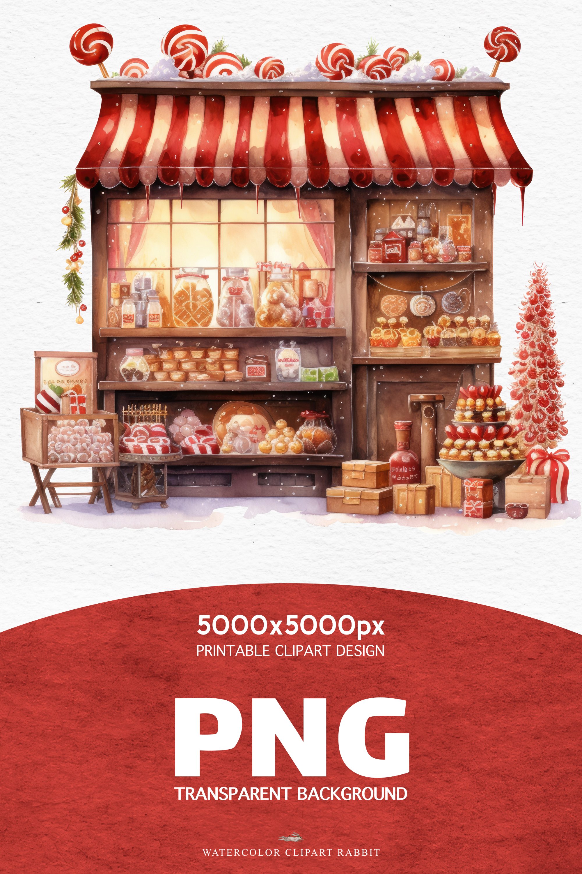 Christmas Vintage Candy Storefront House Winter Shop Clipart