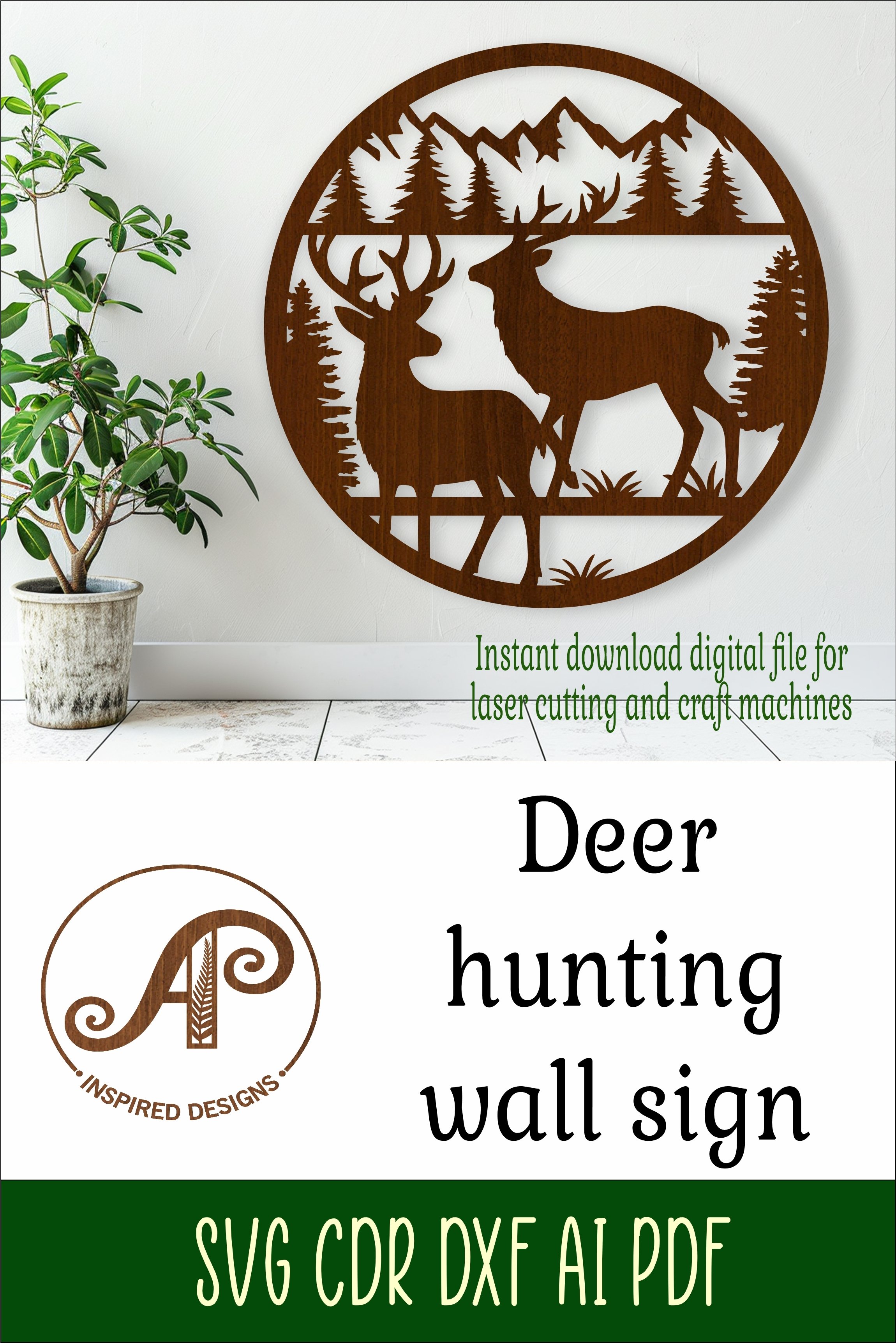Deer wall art sign, SVG file