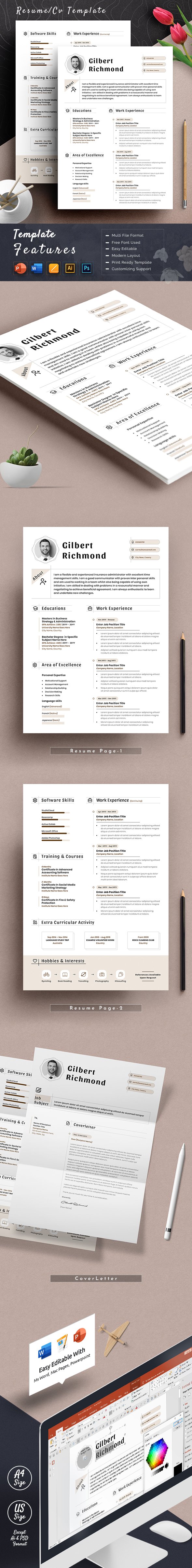 Clean Editable Resume Cv Template in Word Apple Pages Format