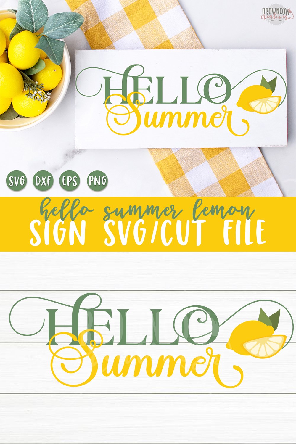 Hello Summer Lemon Farmhouse SVG/Cut File