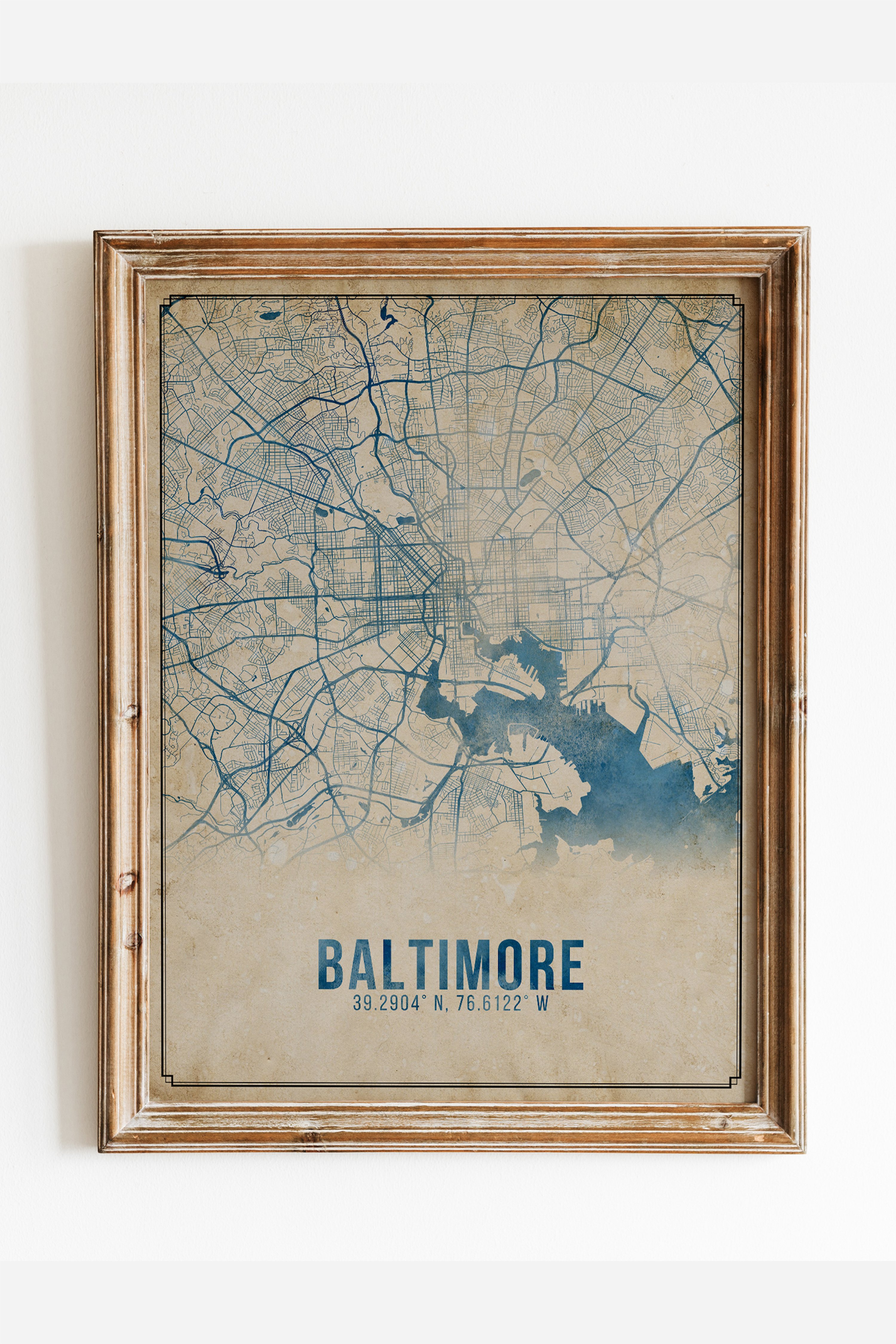 Baltimore Antique Watercolor City Map Poster