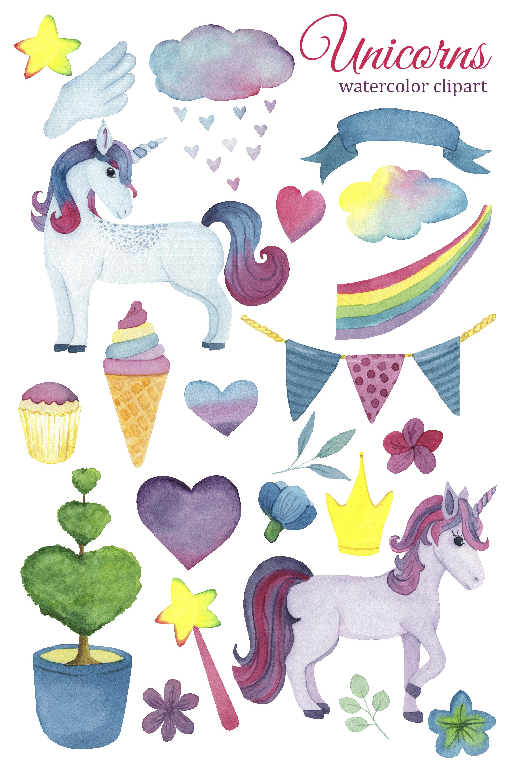 Unicorn watercolor clipart, Unicorn png, fairy clipart