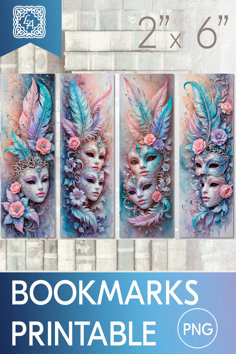 Mardi Gras / Mask Printable Bookmark 4 PNG